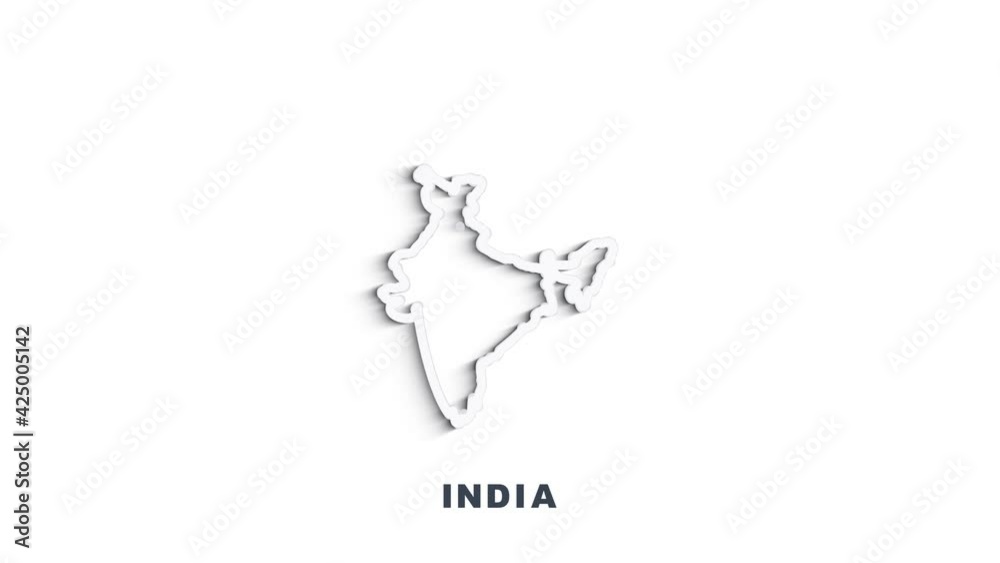 Line animated map showing the state of India from the united state of ...