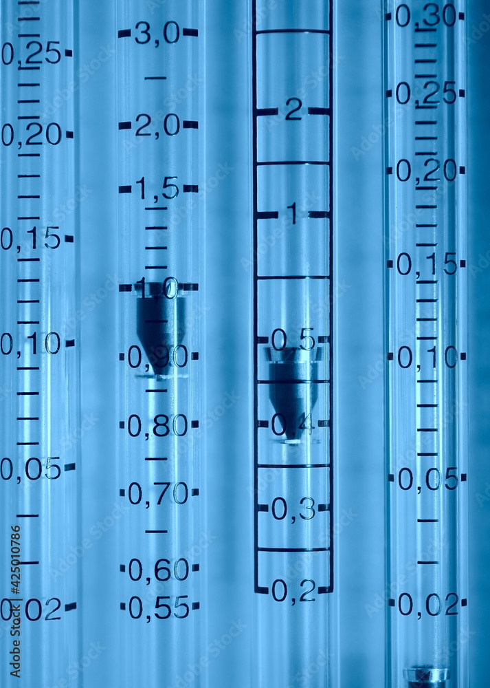Gas rotameter measuring scale as a medical technical background Stock ...