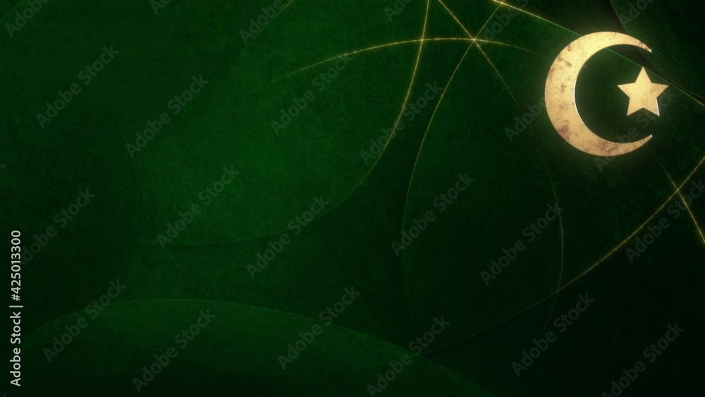 religious horizontal Muslim Crescent Half Moon emblem on green ...