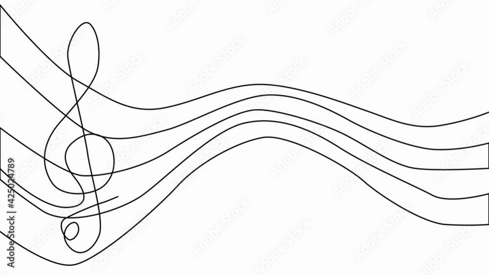 Draws animation of treble clef and notes by itself. The animation of ...