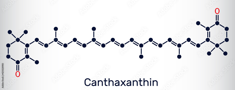 Canthaxanthin, molecule. It is carotenone, keto-carotenoid, terpenoid ...