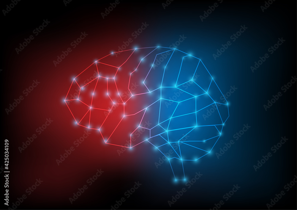 Illustration of human brain and technology background. Vector ...