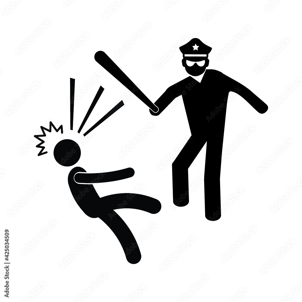 Police violence icon (pictogram). Flat vector design on isolated ...