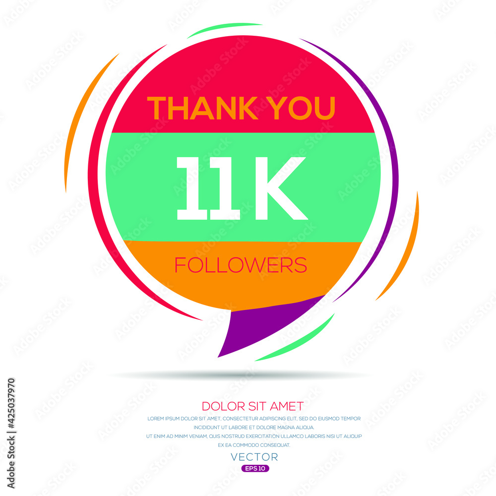 Vetor de Creative Thank you (11k, 11000) followers celebration template ...