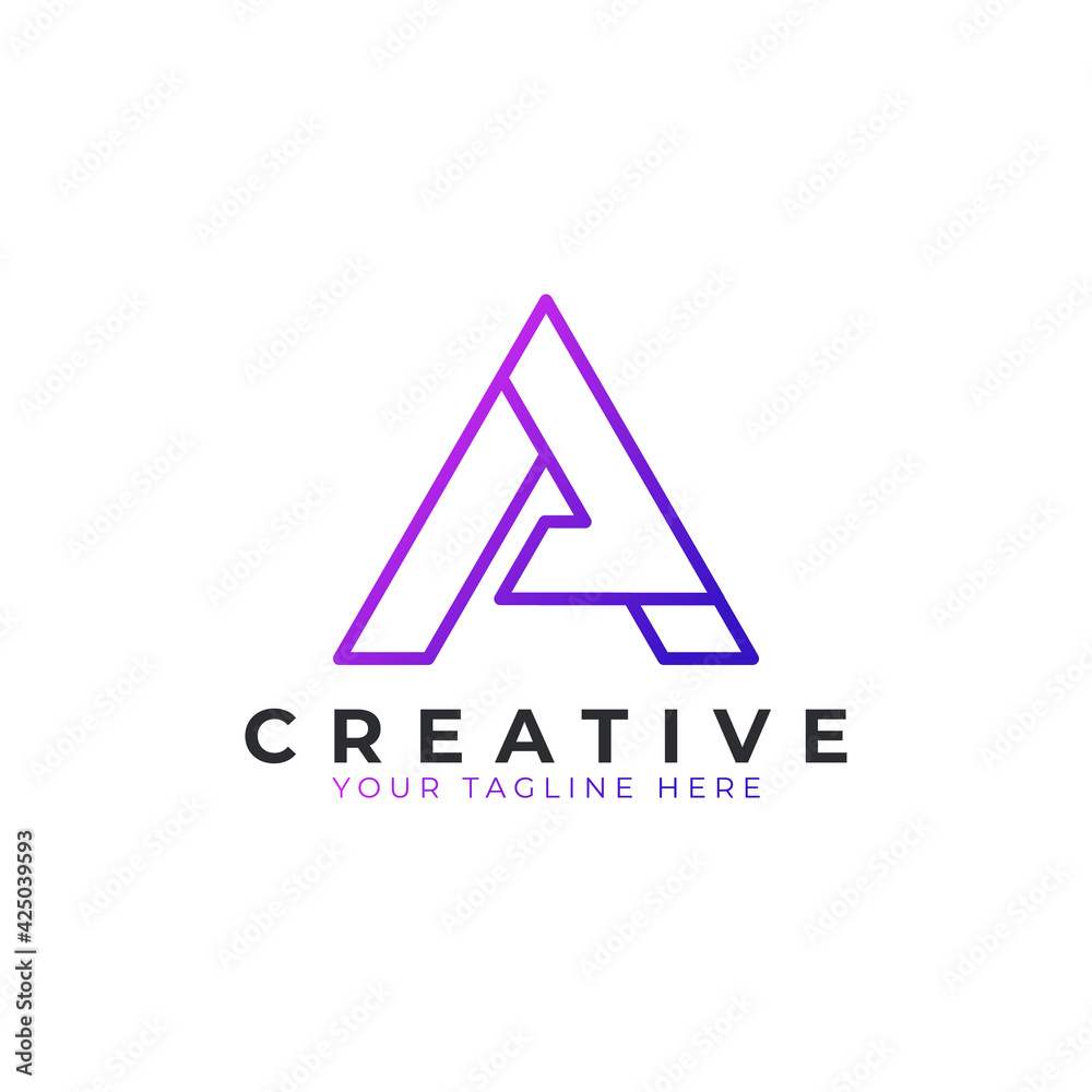 Initial Letter A line logo design. Geometric Line Style. Graphic ...