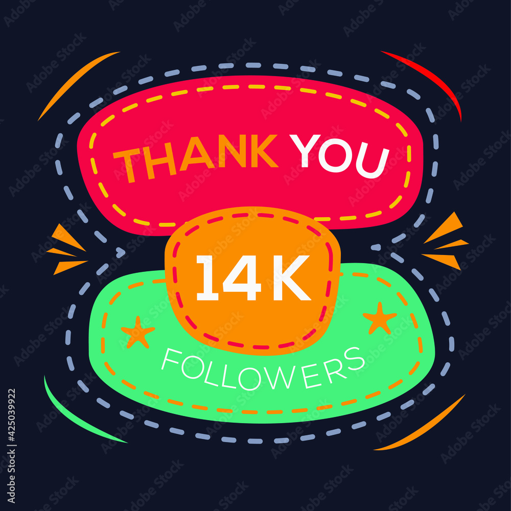 Vetor de Creative Thank you (14k, 14000) followers celebration template ...