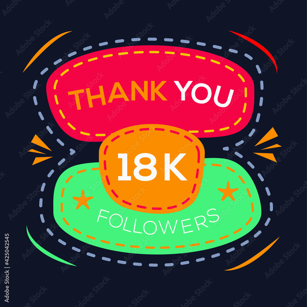 Vecteur Stock Creative Thank you (18k, 18000) followers celebration ...