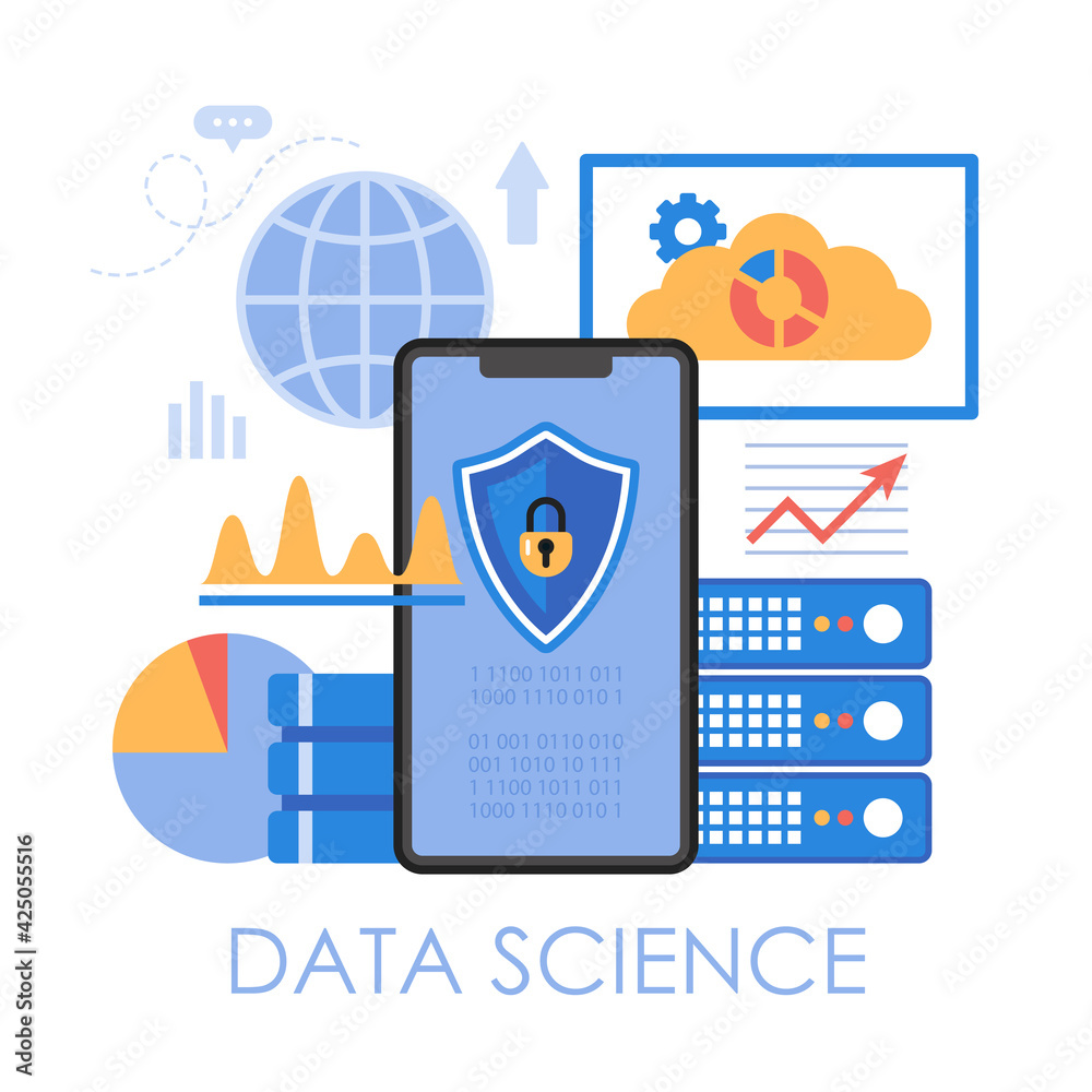Data science concept. Modern vector illustration with data ...
