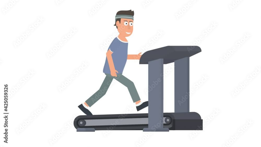 Athlete. Sportsmen animation on the treadmill, alpha channel. Cartoon ...
