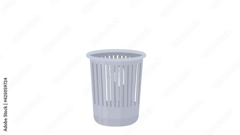 Trash can. Animation of throwing garbage in the trash, the alpha ...