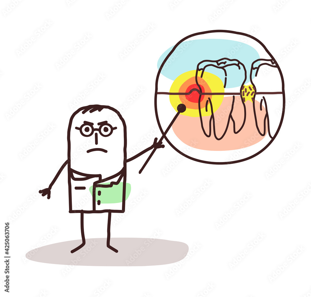 Cartoon Doctor explaining what is Periodontics Stock Vector | Adobe Stock