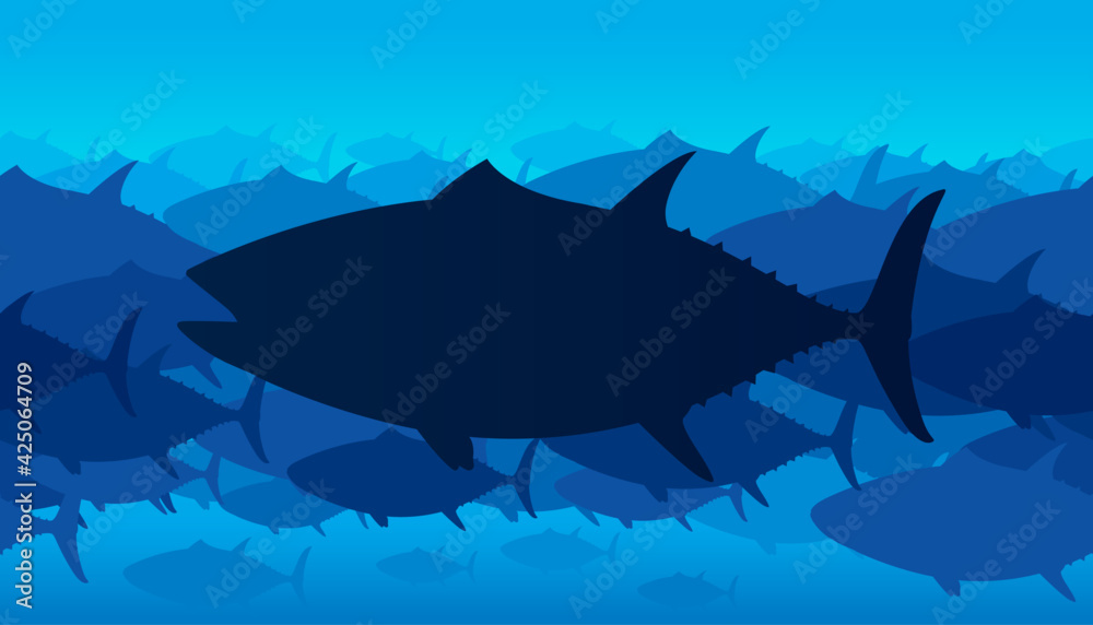 Vector illustration of bluefin tuna seamless pattern. Stock Vector ...