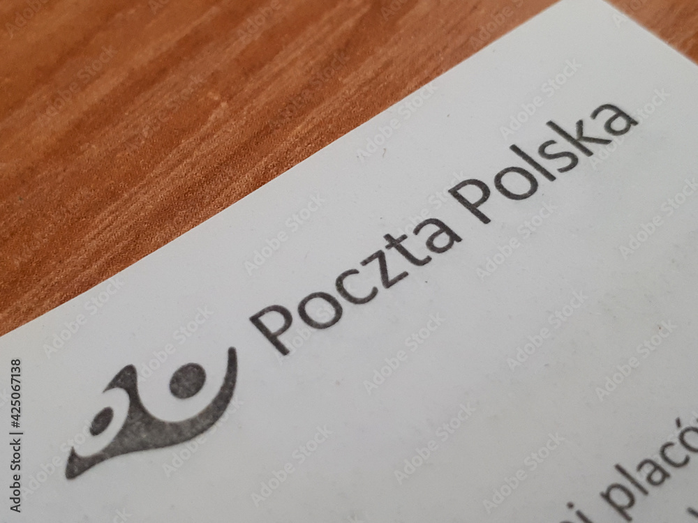 Logo of the Polish post office. Form with confirmation of posting a ...