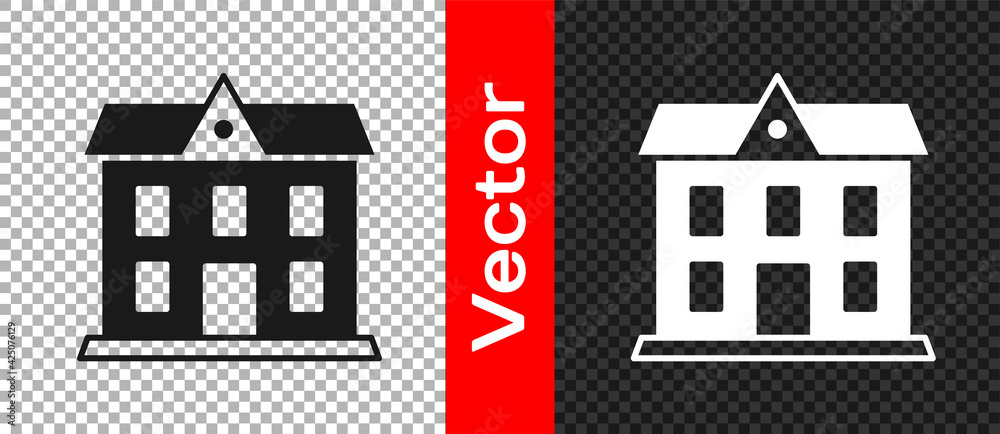 Black School building icon isolated on transparent background. Vector ...