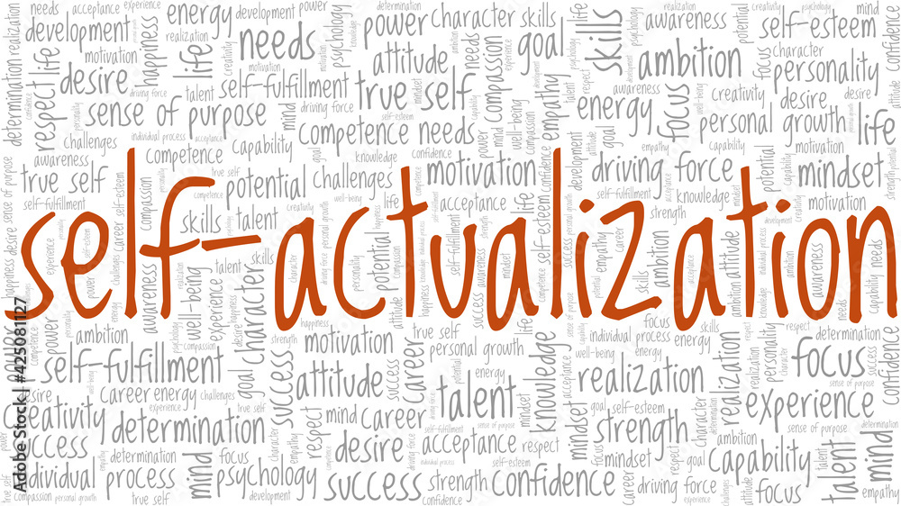 Self-actualization vector illustration word cloud isolated on a white ...