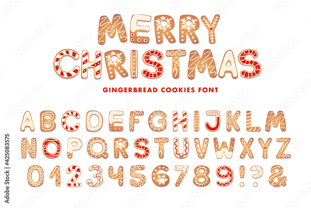 Christmas gingerbread cookies alphabet. Biscuit letters for xmas ...