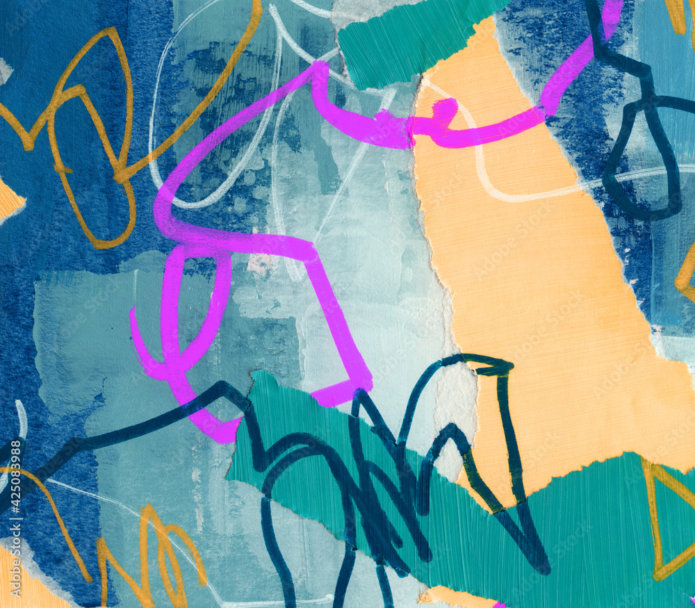 Abstract mixed media image, collage technique. Versatile artistic ...
