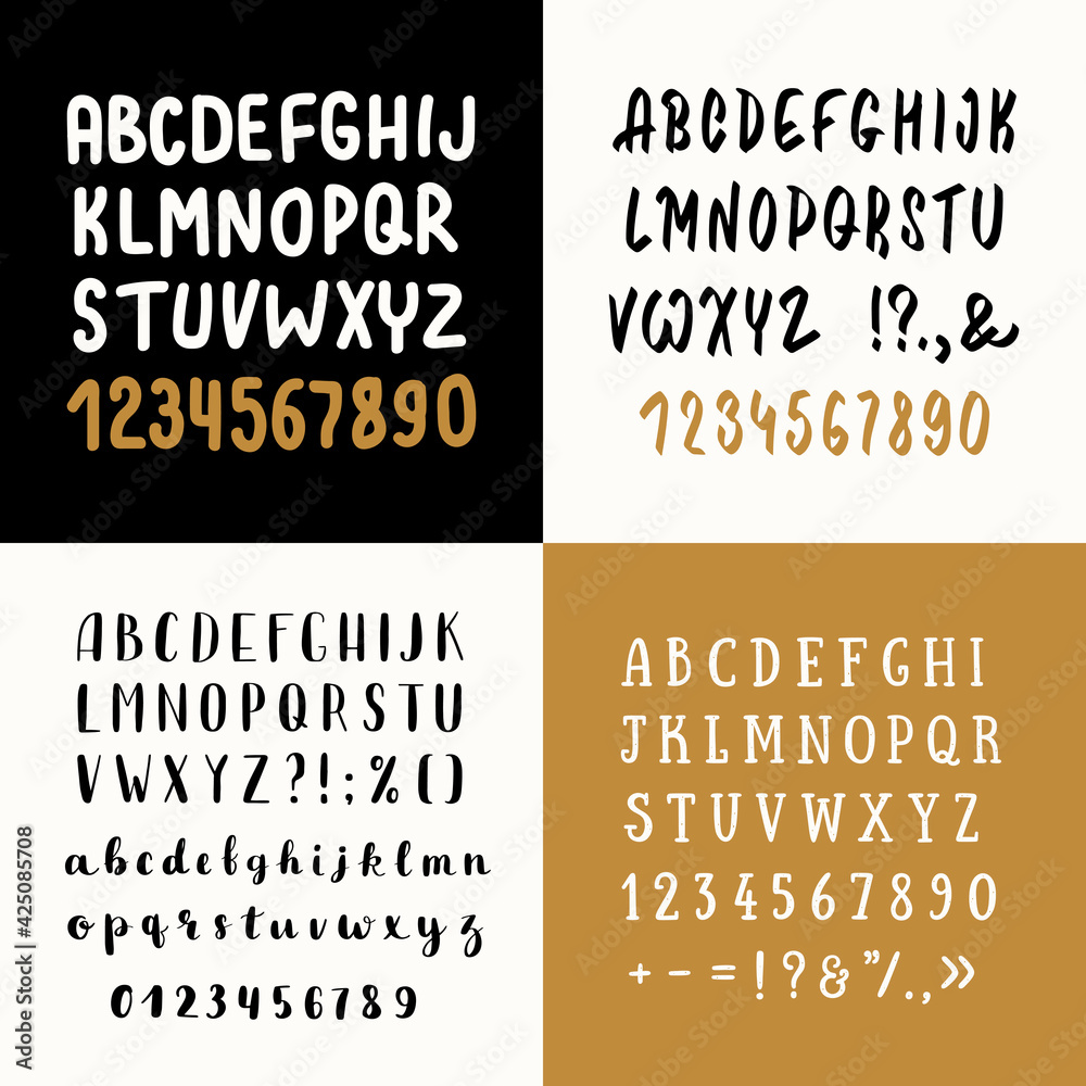 Set of hand drawn vector alphabet. Brush font, script. Isolated letters written with marker, ink ...