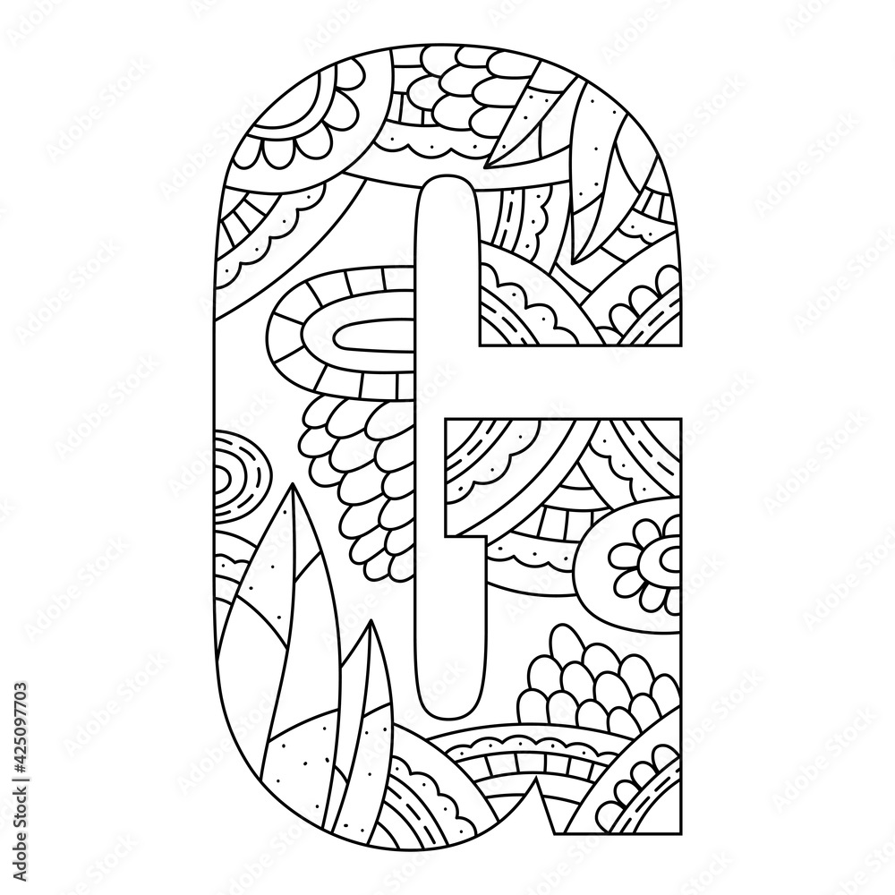 Alphabet coloring page. Capital letter. Vector illustration. Stock ...
