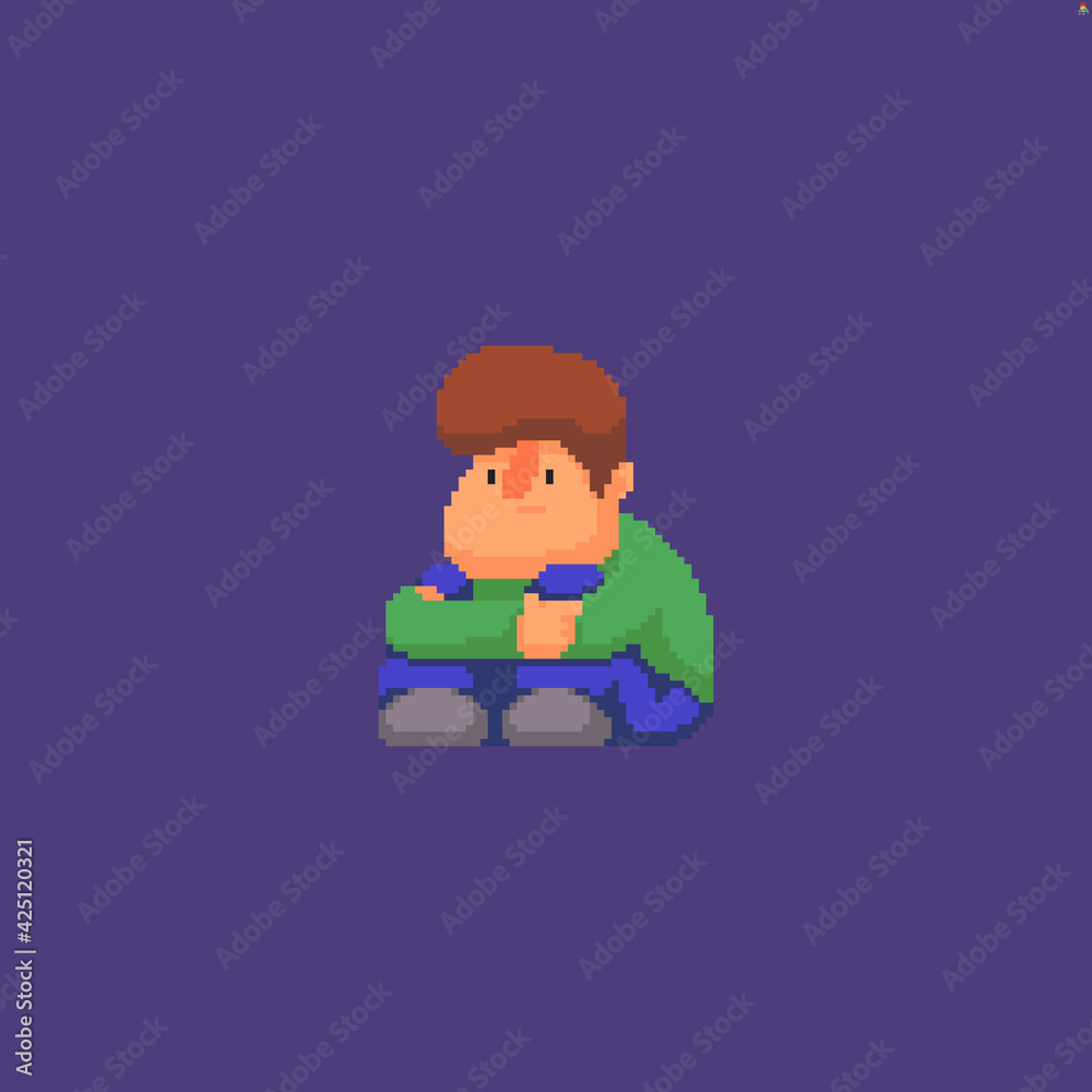 8bit sad man Stock Vector | Adobe Stock