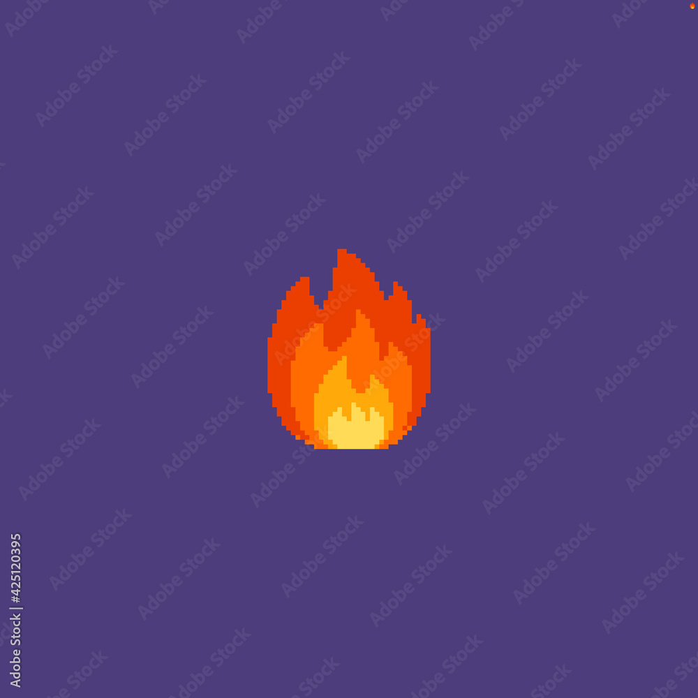 Pixel art fire Stock Vector | Adobe Stock