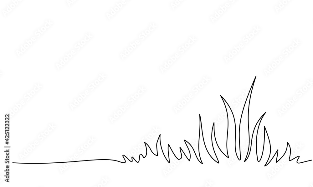 Abstract meadow line with grass one line drawing Stock Vector | Adobe Stock