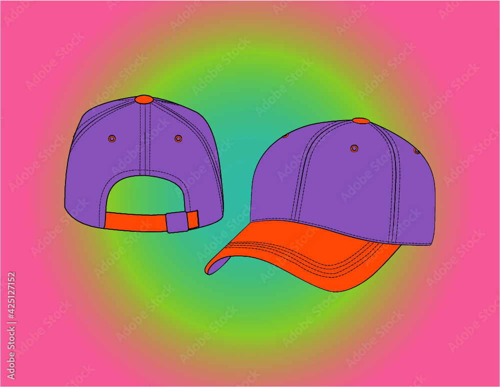 Customizable Fashion Baseball Cap Vector Illustration, Baseball Cap Hat ...