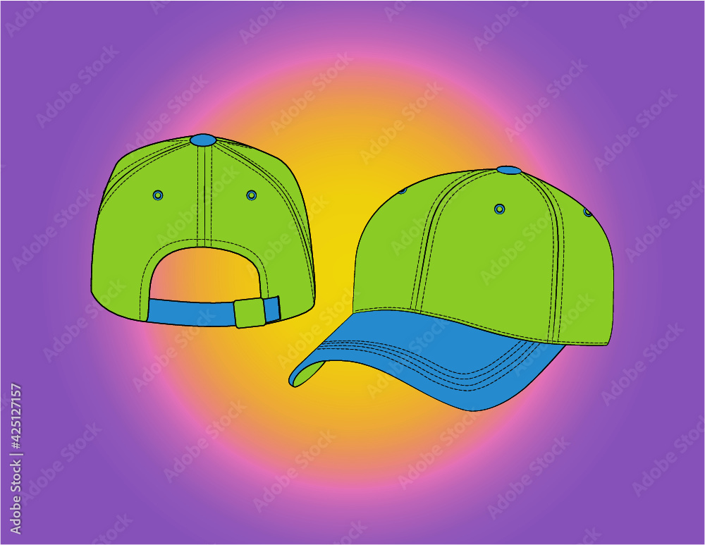 Customizable Fashion Baseball Cap Vector Illustration, Baseball Cap Hat ...