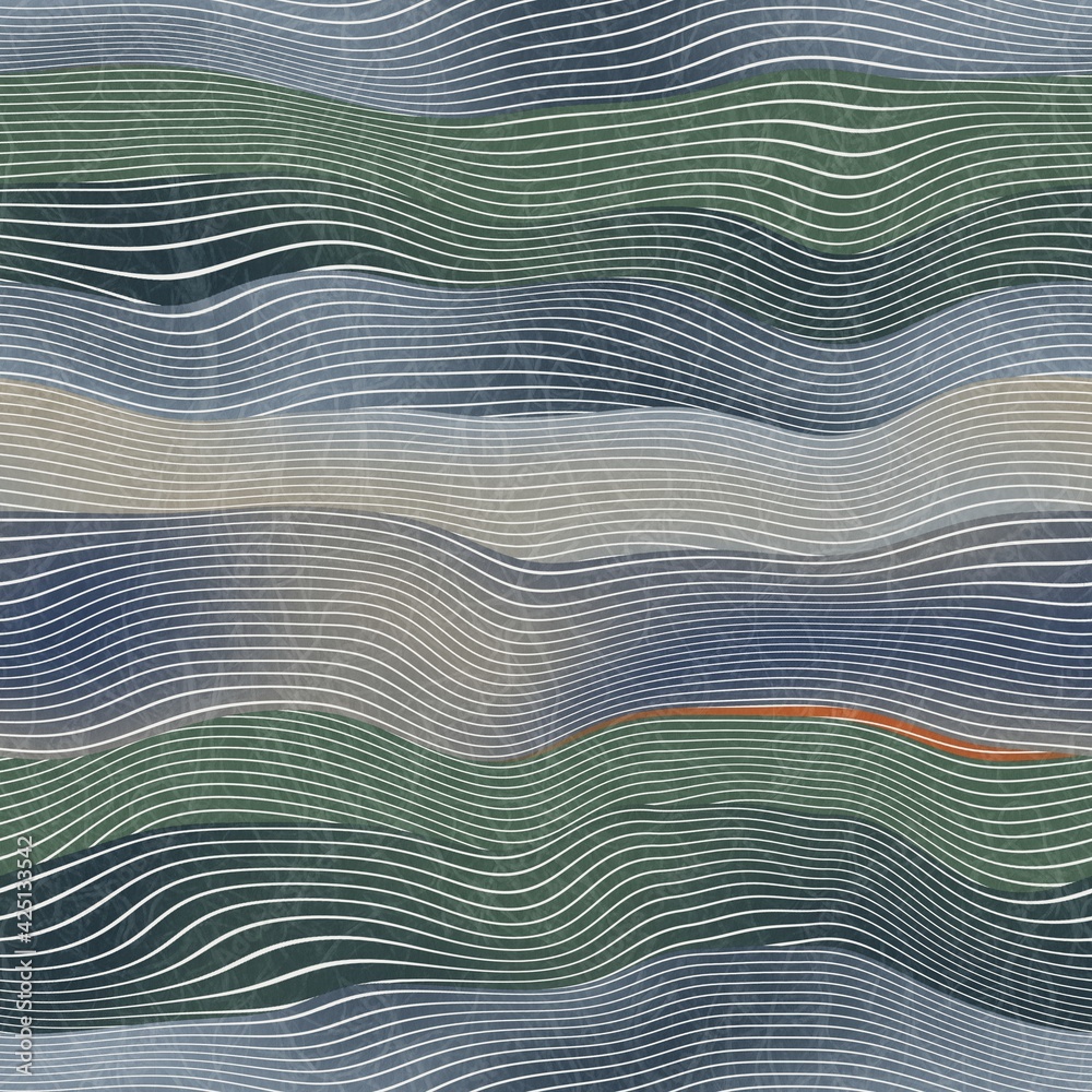 Seamless natural landscape hill pattern for print. Horizontal line ...