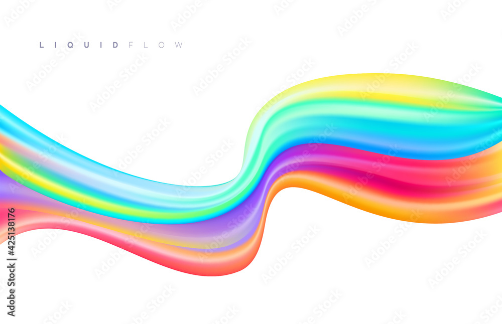 Colorful liquid wave background, Dynamic 3d color flow vector element ...