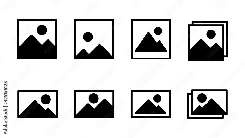 Picture icon set. photo gallery icon symbol Stock-Vektorgrafik | Adobe ...