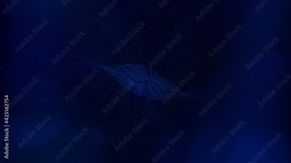 3D blue animated linear spiral background dissolving to lines. High ...