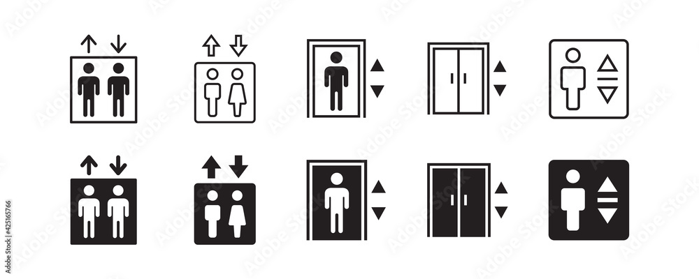 Elevator sign. Elevator, lift icon set. Vector graphic illustration ...