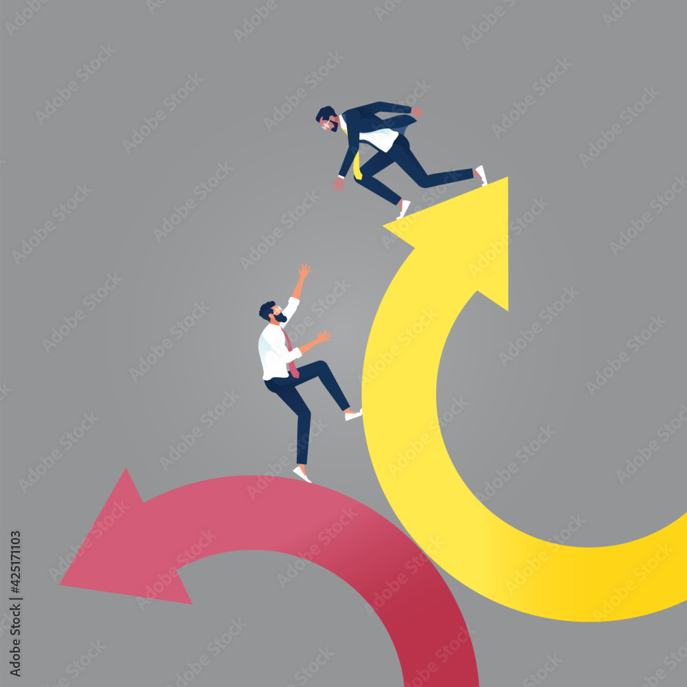 Vektorová grafika „Helping each other to climb arrow of success concept ...