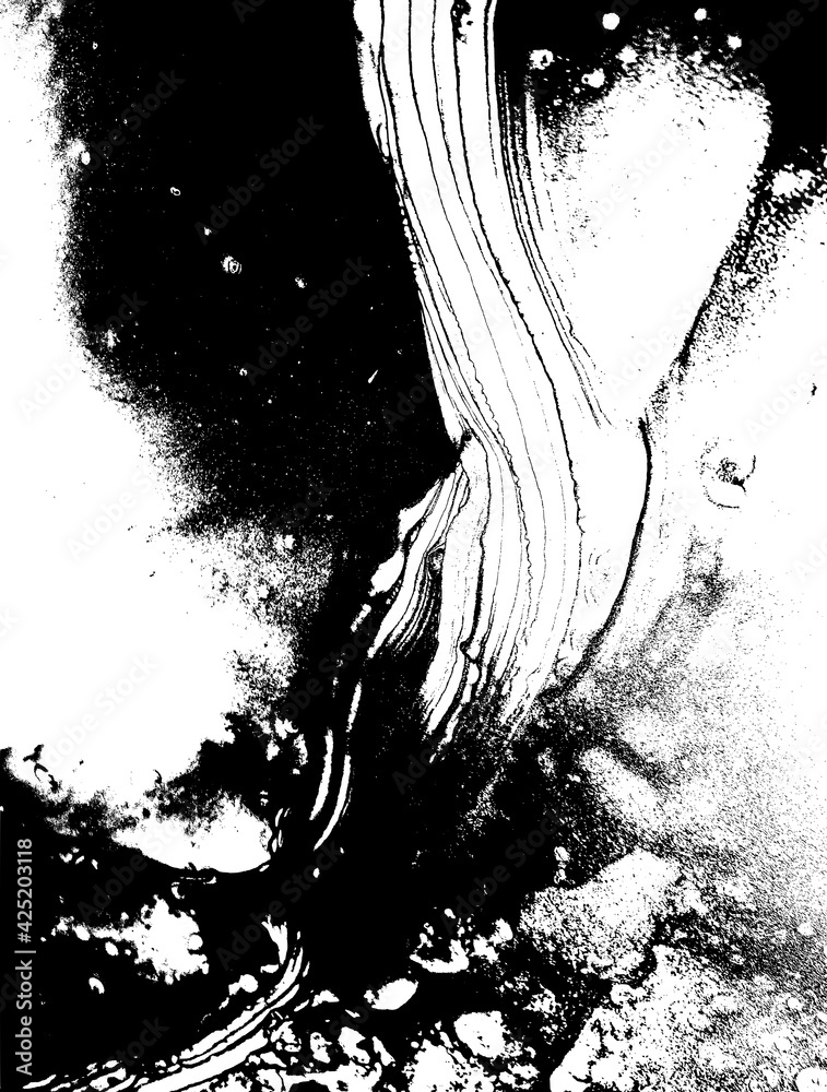 Abstract black and white graphics — minimalistic illustration made with ...