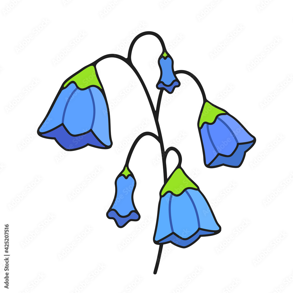 Beautiful cartoon bell flower, great design for any purposes. Flat ...