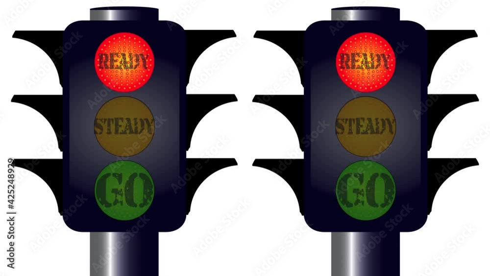 Pair of ready steady go traffic lights showing the United States of ... Pair of ready steady go traffic lights showing the United States of ...