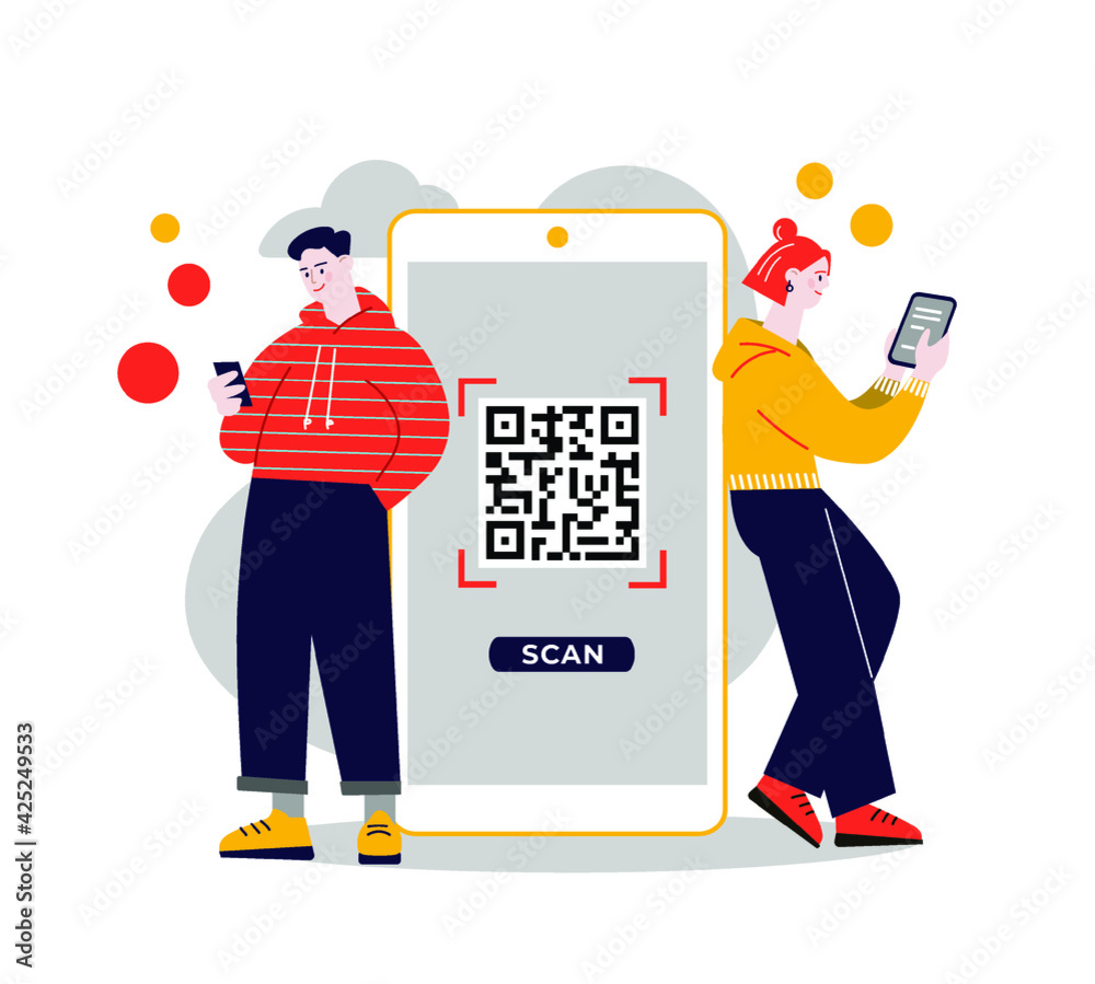 QR code scanning vector illustration concept Stock Vector | Adobe Stock