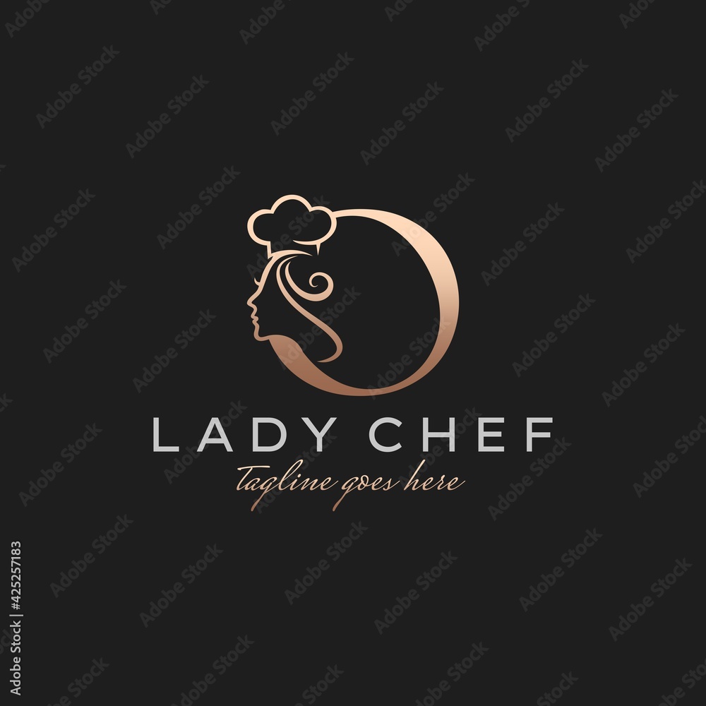 Letter O Lady Chef, Initial Beauty Cook Logo Design Vector Stock Vector ...