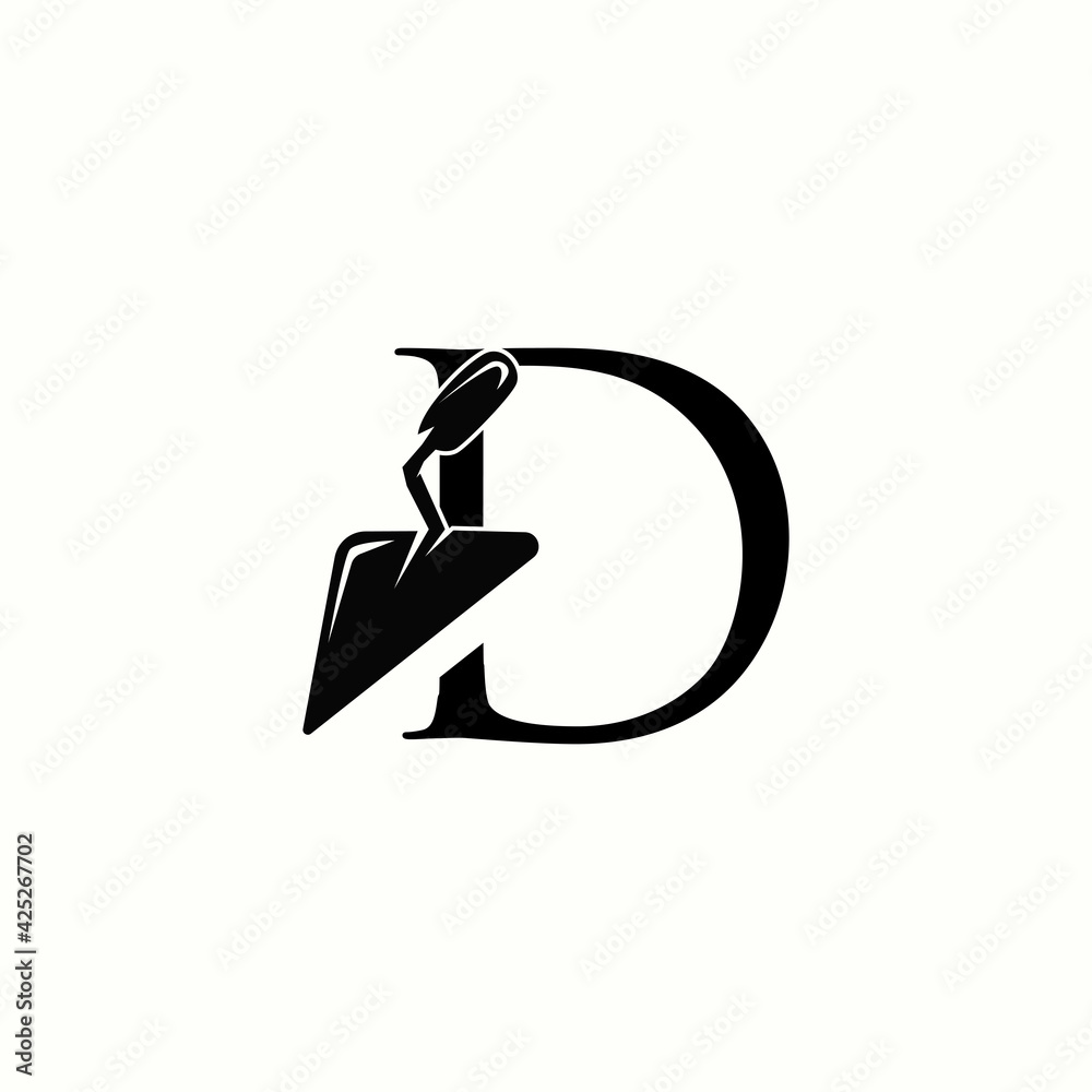 logo letter d with icon trowel tool for home repair vector design Stock ...