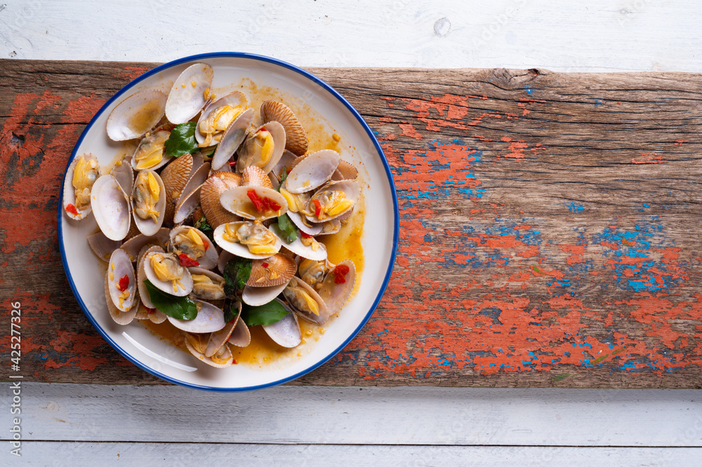 Stir fried Spicy Clam (Surf clam, Short necked clam, Carpet clam, Venus ...