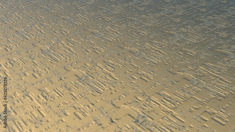 Texture of yellow gold hi-tech metal with volumetric protrusions. The ...