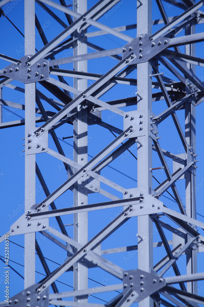 Foto de electrical high-voltage tower construction. anchored and ...