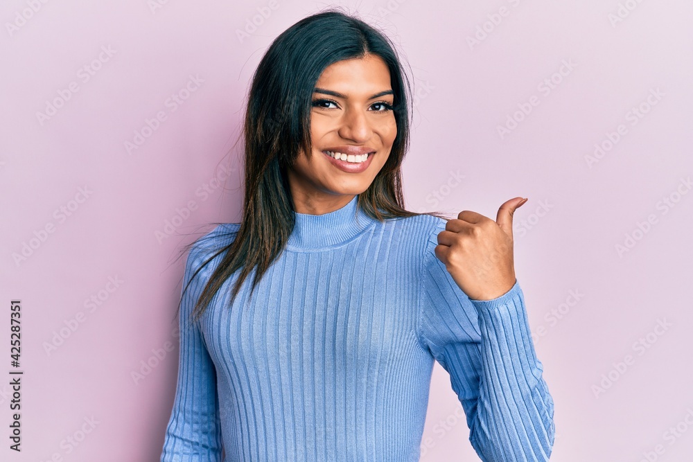 Young latin transsexual transgender woman wearing casual clothes ...