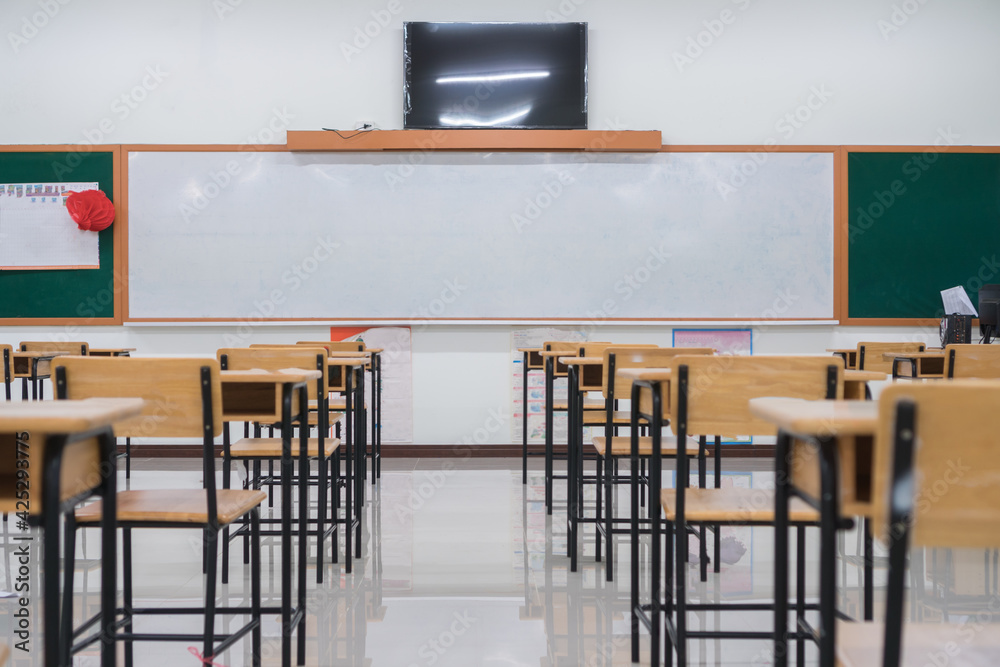 Empty Classroom With Teacher