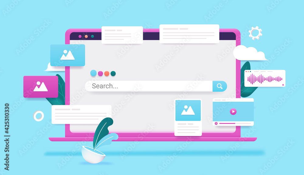 Internet search on screen - Searching media and information in browser ...
