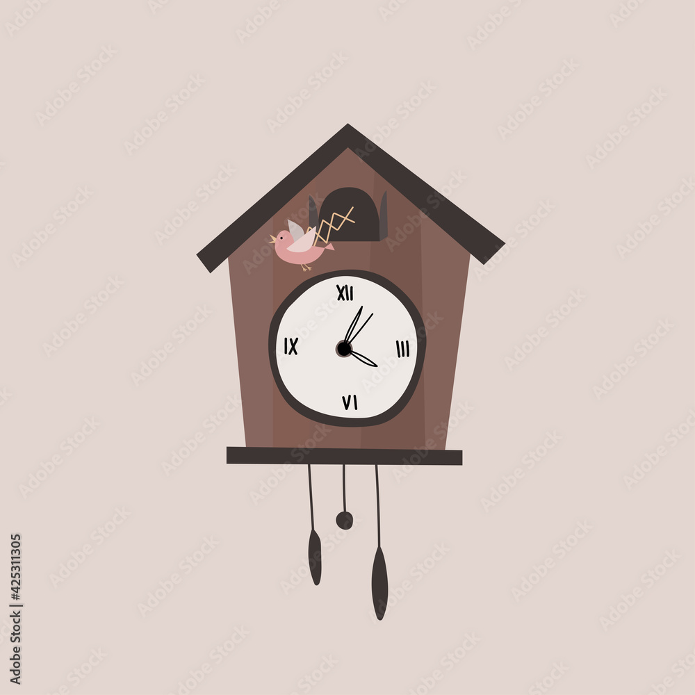 Cuckoo-clock vector illustration. Cartoon clocks. Stock Vector | Adobe ...