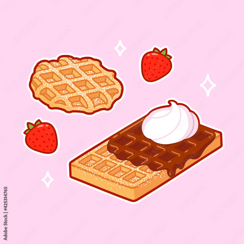 Cartoon Belgian waffles drawing Stock Vector | Adobe Stock
