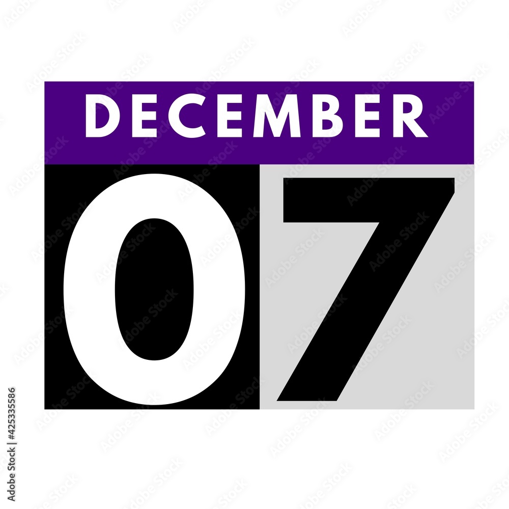 December 7 . flat modern daily calendar icon .date ,day, month ...