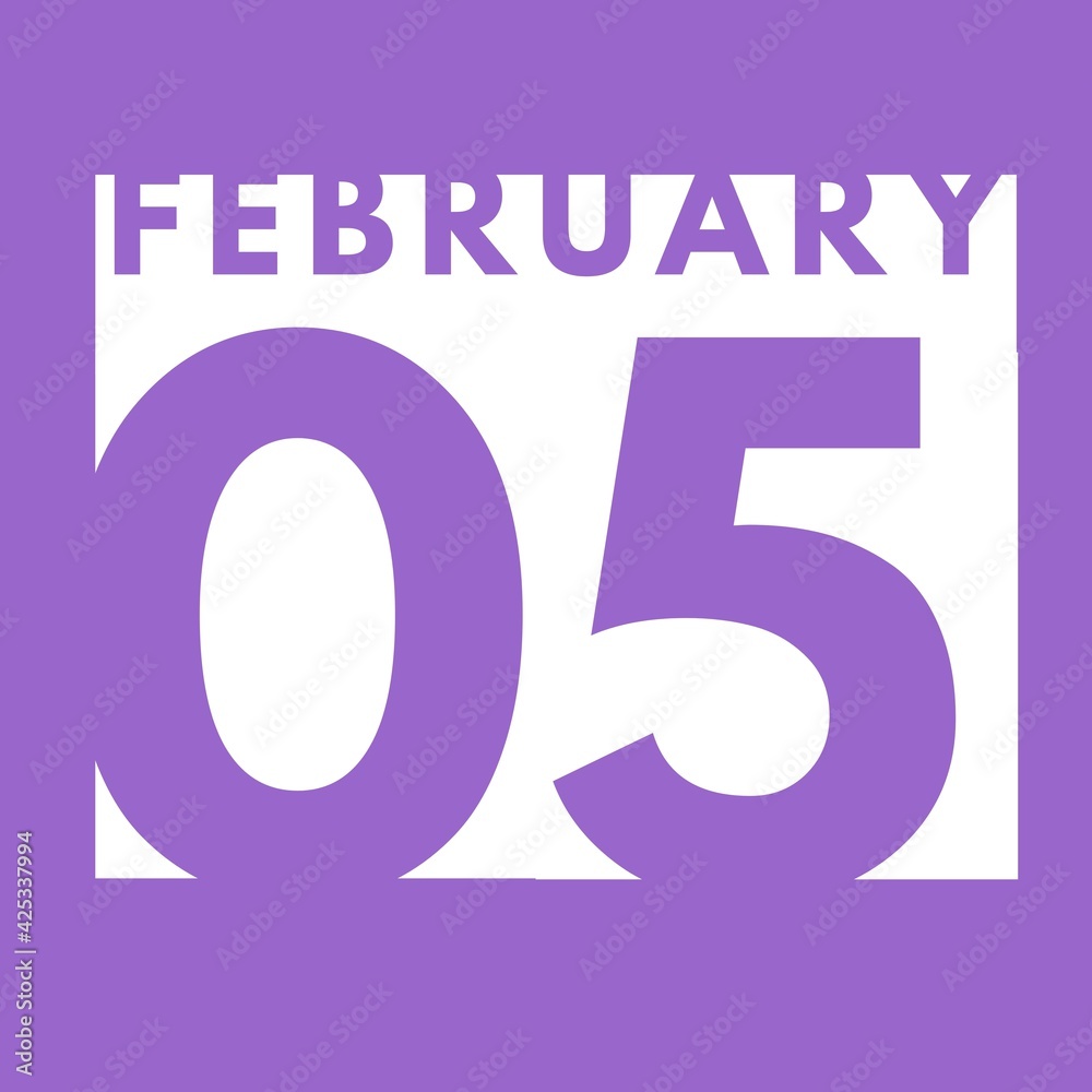 February 5 . flat modern daily calendar icon .date ,day, month ...